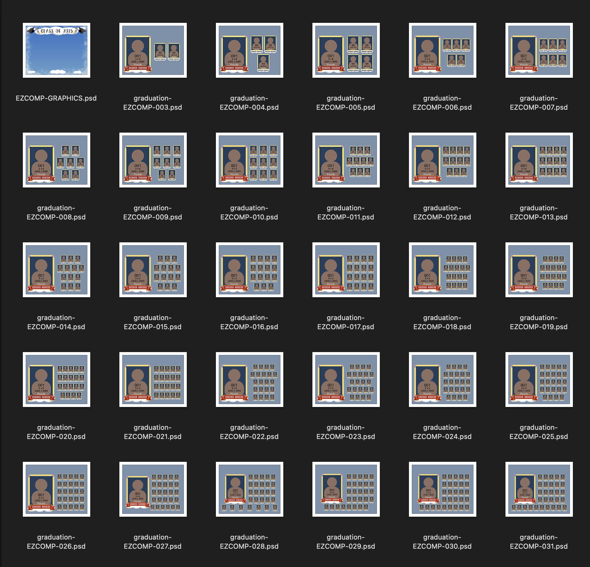 Preschool Graduation - EZ Composites Template (Up to 31 Students) - Pixnub